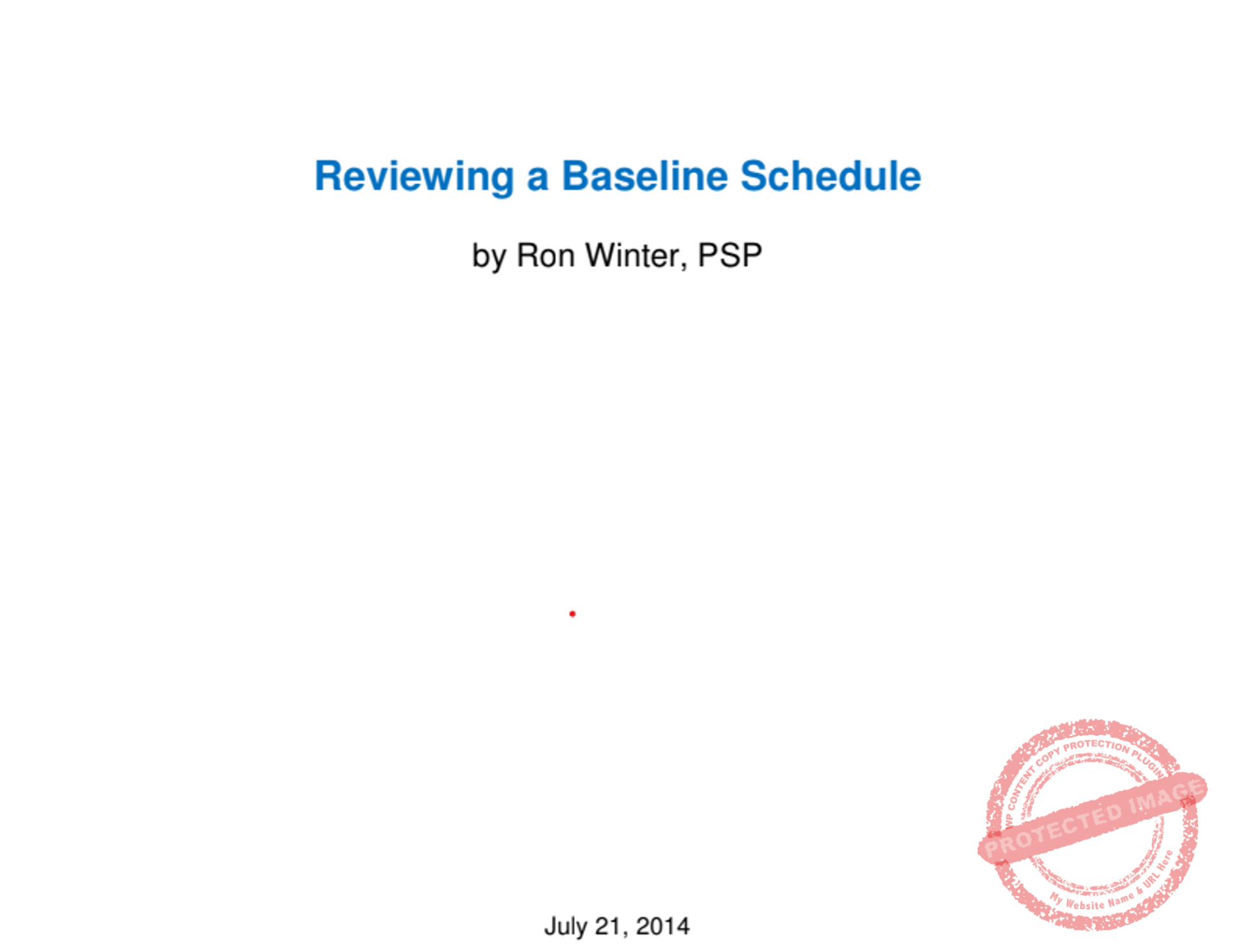 Reviewing Baseline Schedule ......... - ExcelReads